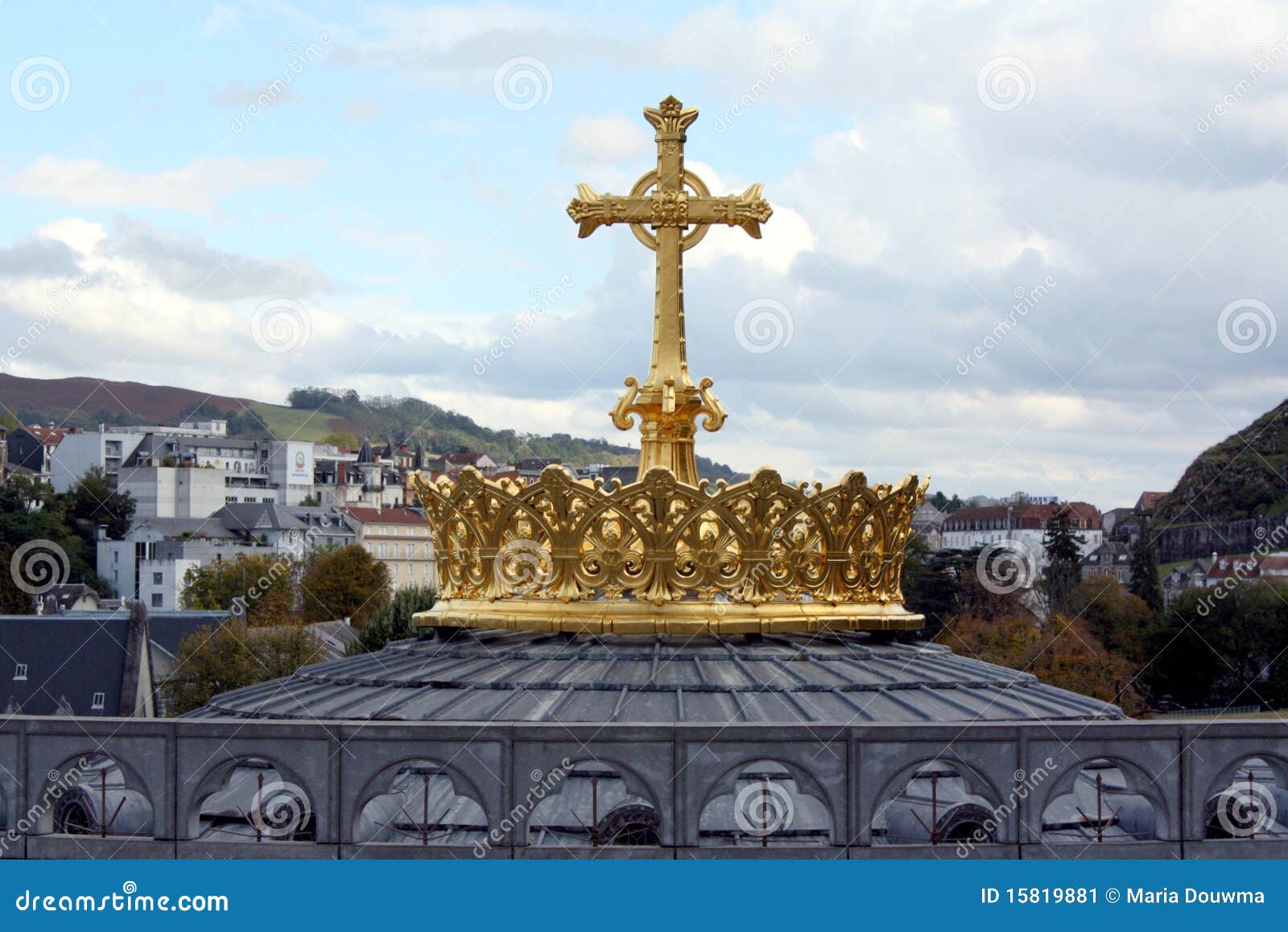 Golden crown with cross stock image. Image of france - 15819881
