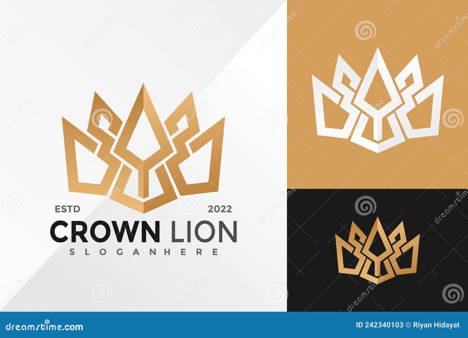 Golden Crown Lion Logo Design Vector Illustration Template Stock Vector ...