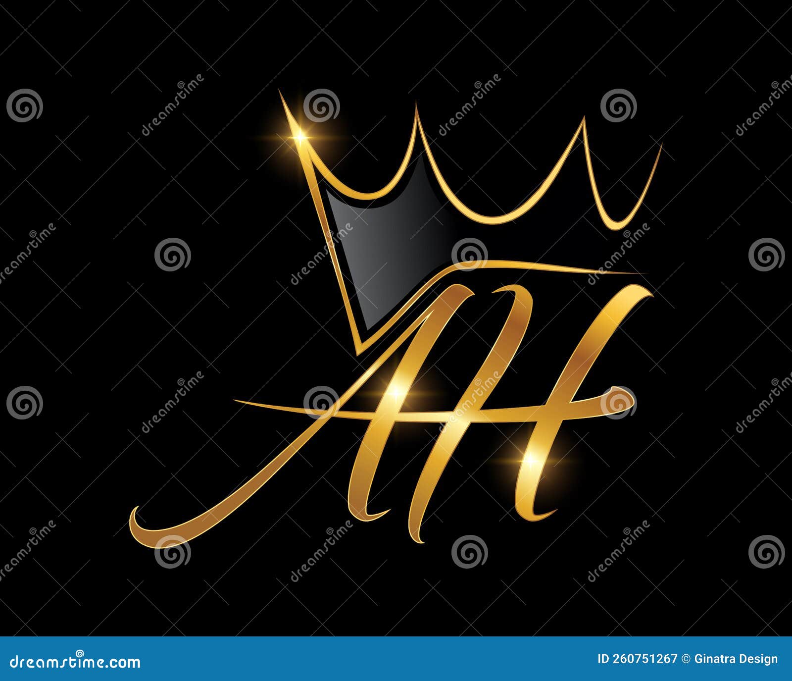 Golden Crown Monogram Logo Initial AH Stock Vector - Illustration of ...