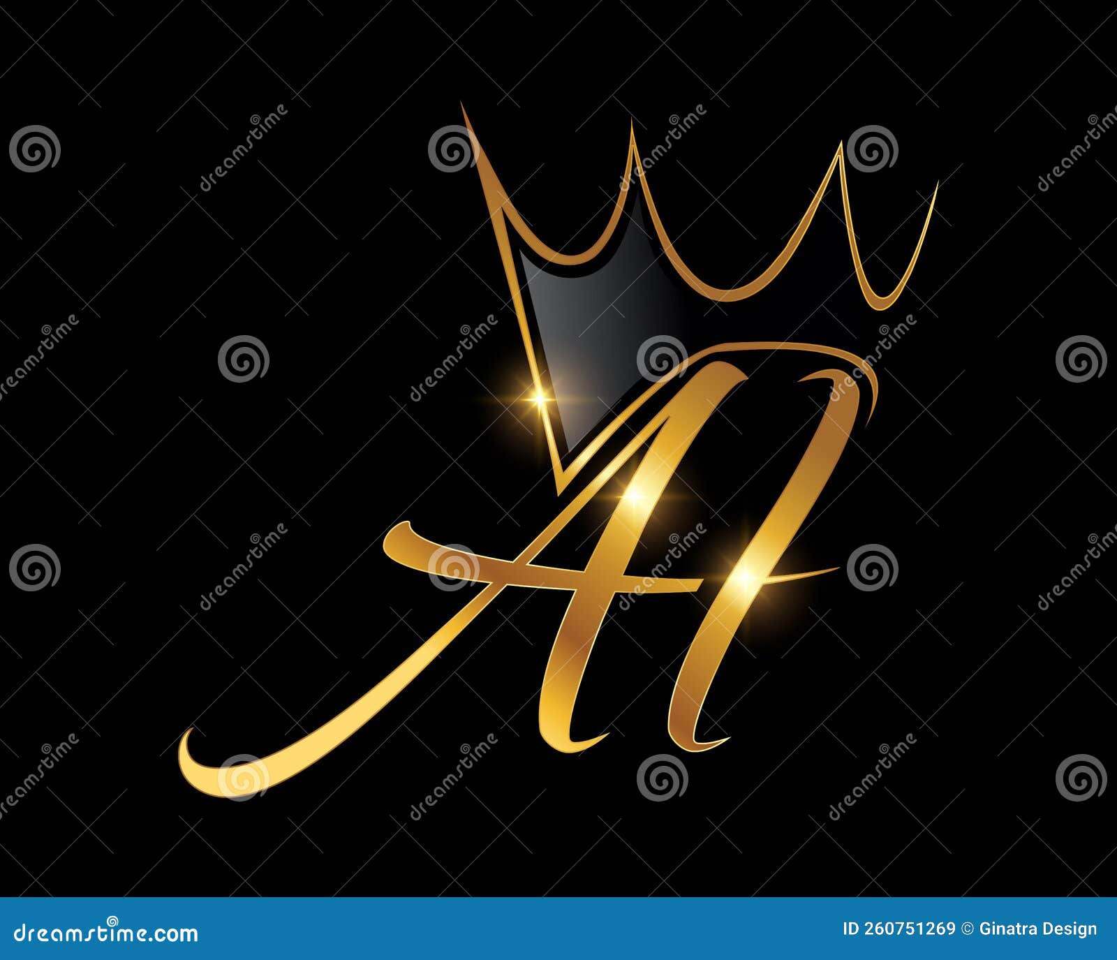 Golden Crown Monogram Logo Initial AI Stock Vector - Illustration of ...