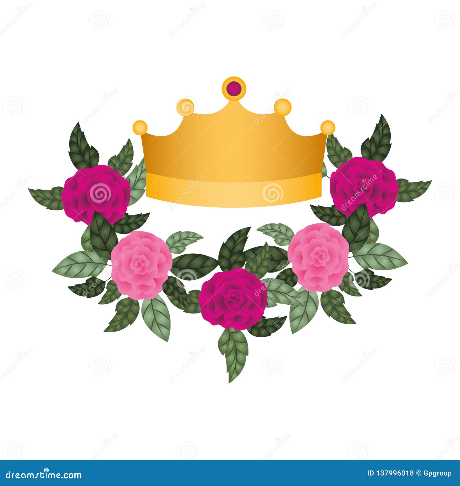 Golden Crown with Roses Isolated Icon Stock Vector - Illustration of ...
