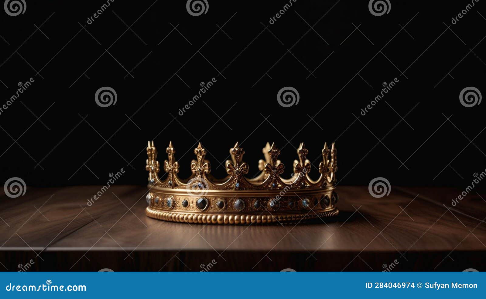 Gold Royal King Crown on Table Stock Illustration - Illustration of ...