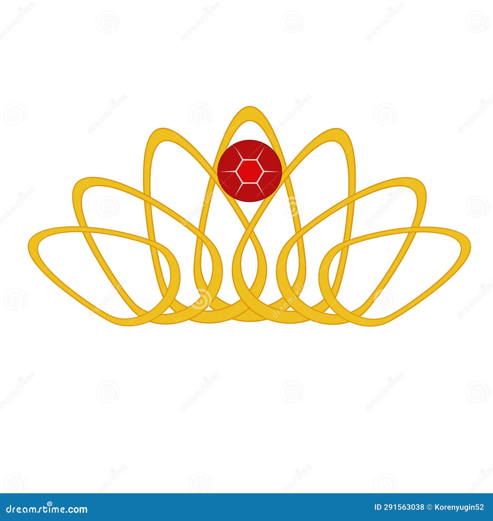 Golden Crown with Ruby Gem Art Drawn Stock Illustration - Illustration ...