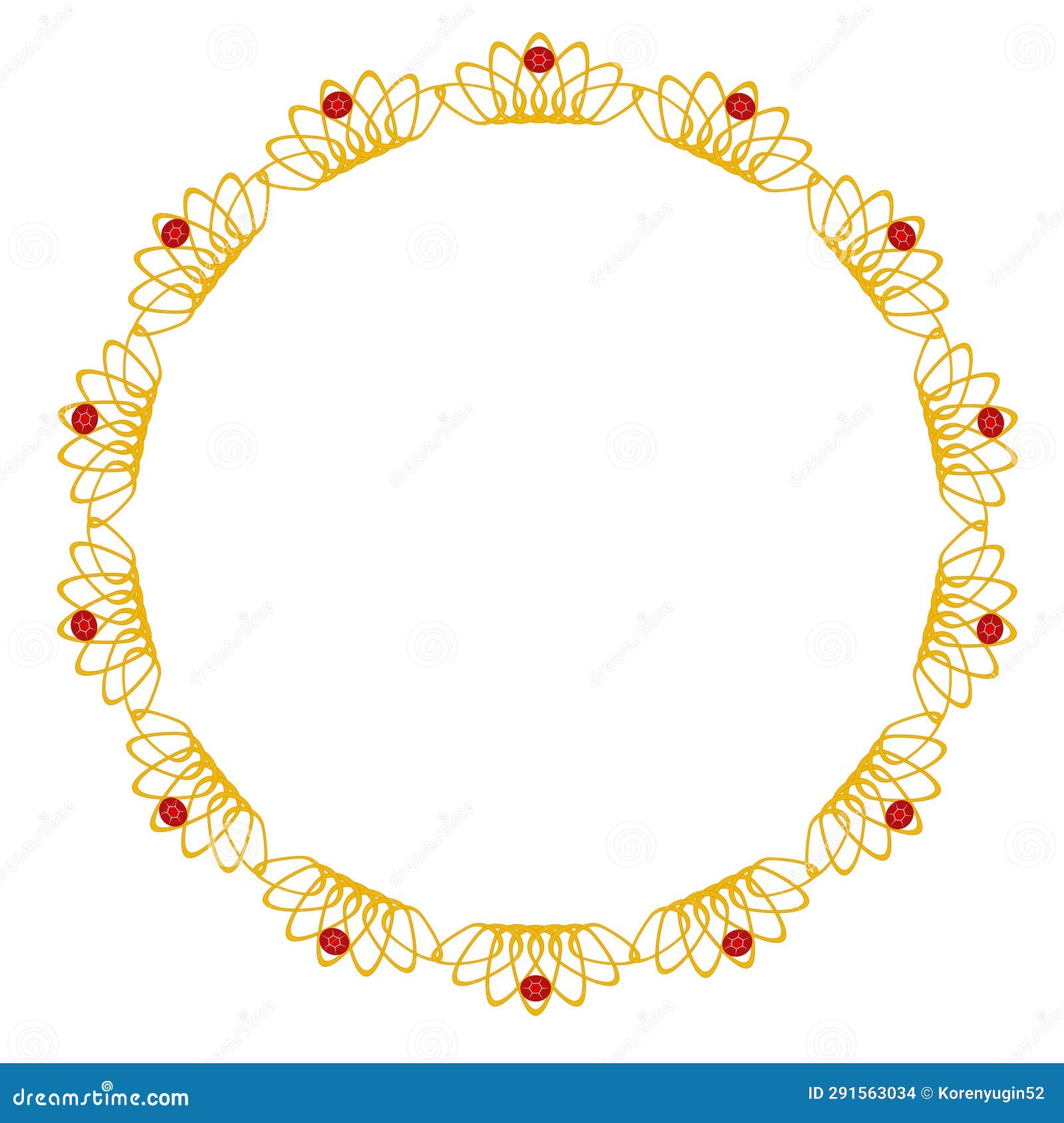 Golden Crown with Ruby Gem Round Frame Border Stock Illustration ...