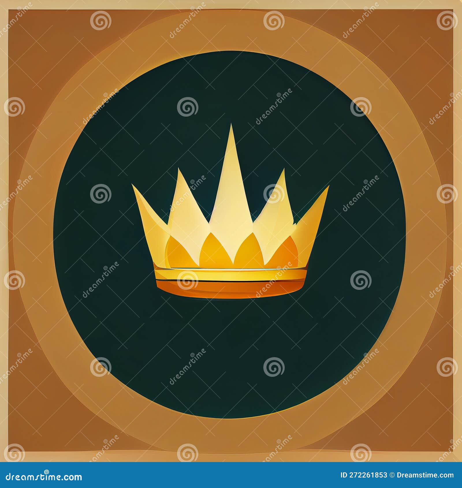 Golden Crown Simple Illustration. Crown in a Circle Sign. Flat ...
