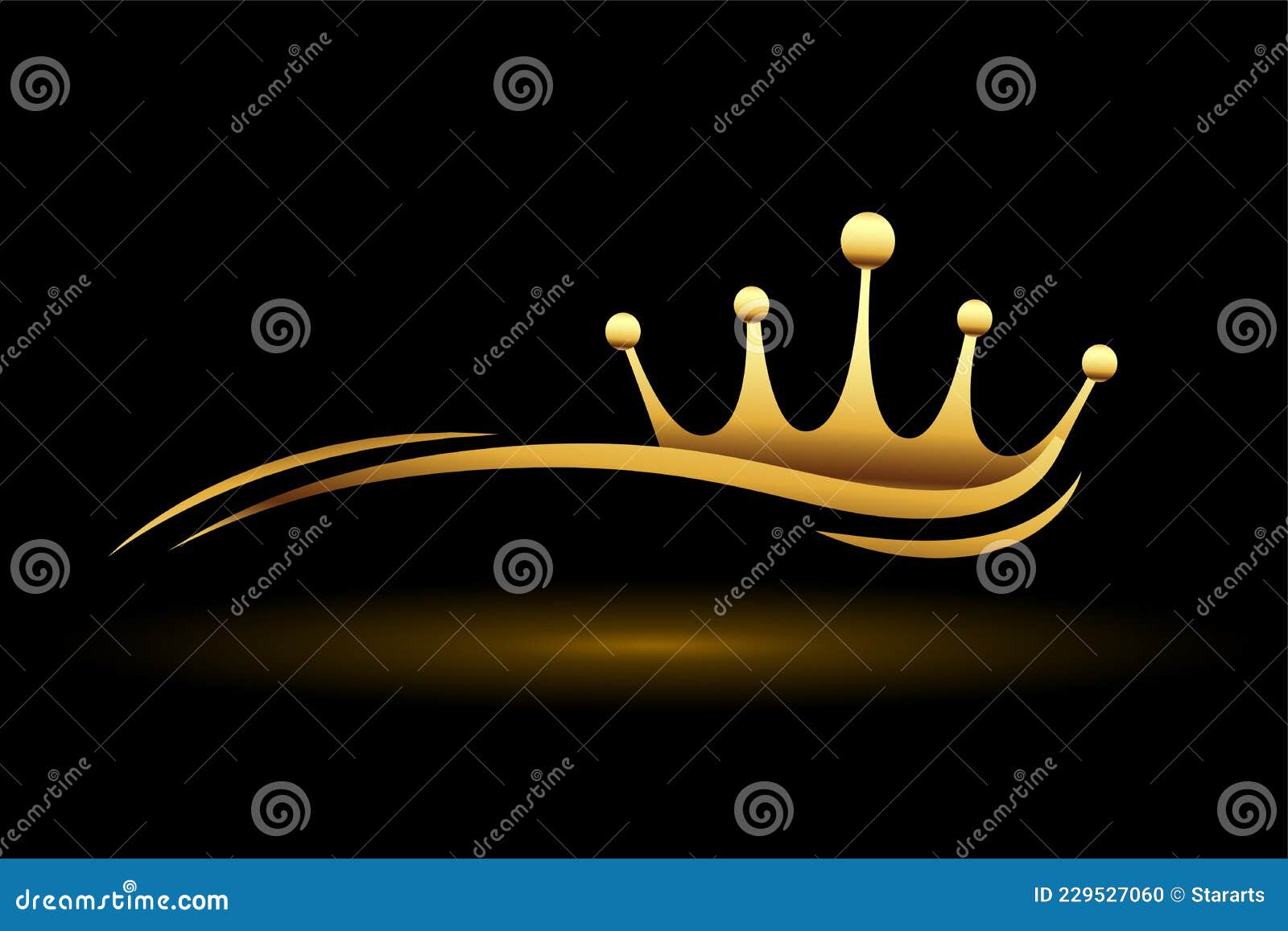Golden Crown with Wave Line Stock Vector - Illustration of ornament ...