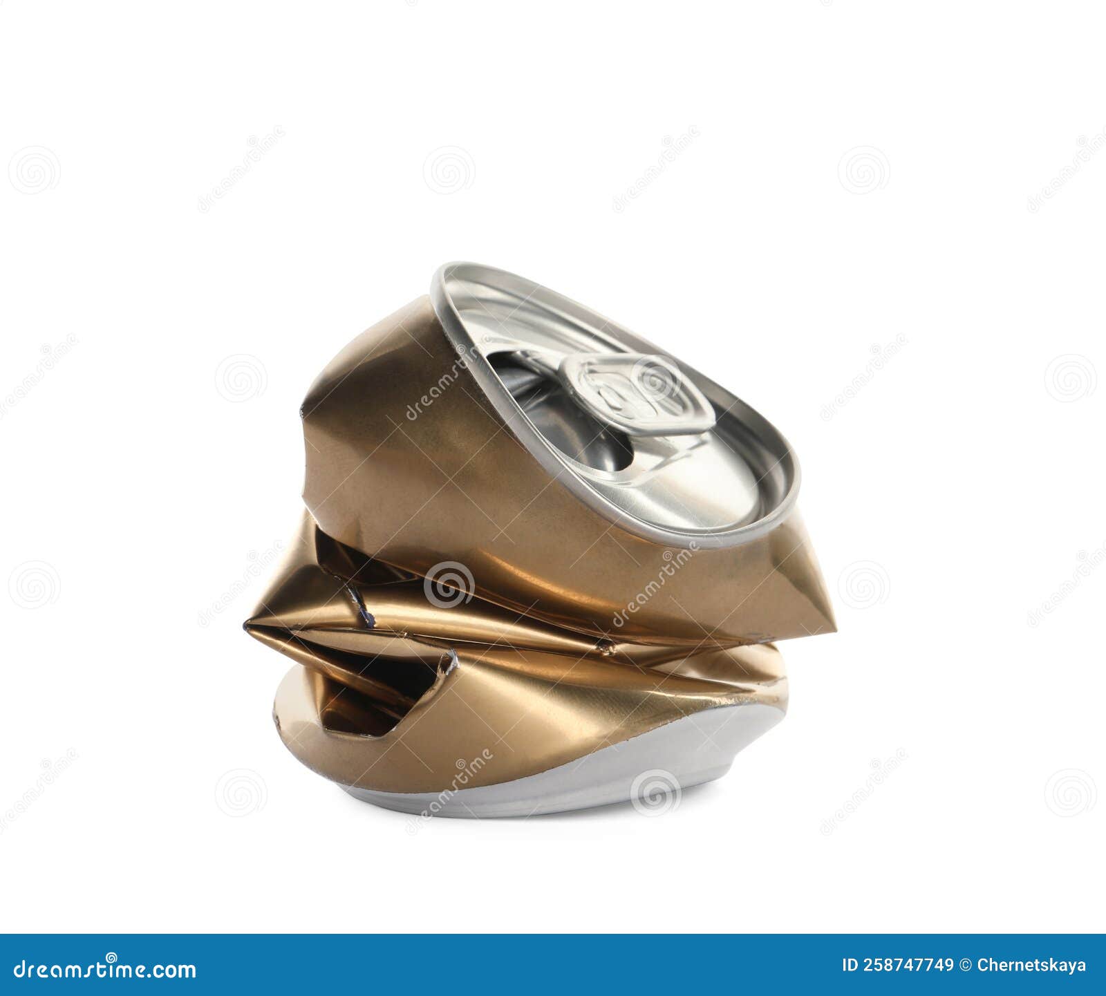 Golden Crumpled Can with Ring Isolated on White Stock Image - Image of ...