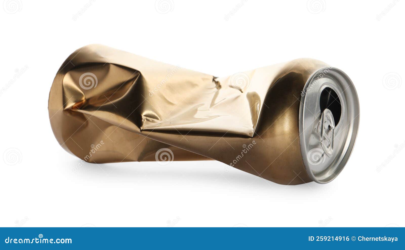 Golden Crumpled Can with Ring Isolated on White Stock Photo - Image of ...
