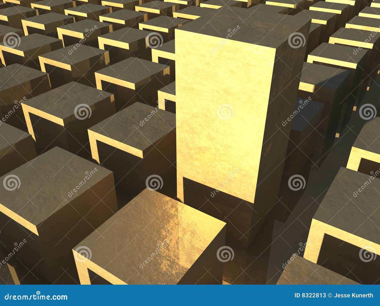 Field of golden cubes stock illustration. Illustration of rectangles ...