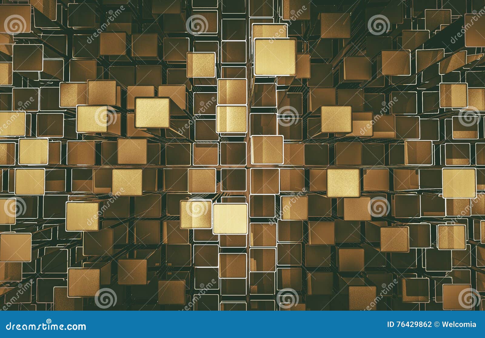 Golden Cubes Abstract Backdrop Stock Illustration - Illustration of ...