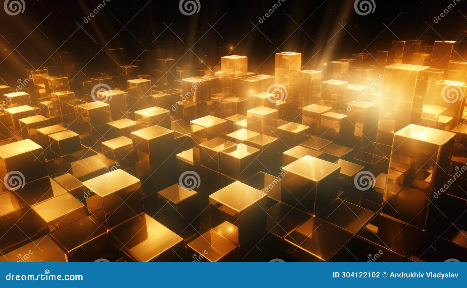 Golden Cubes Background, Abstract Illustration Stock Illustration ...