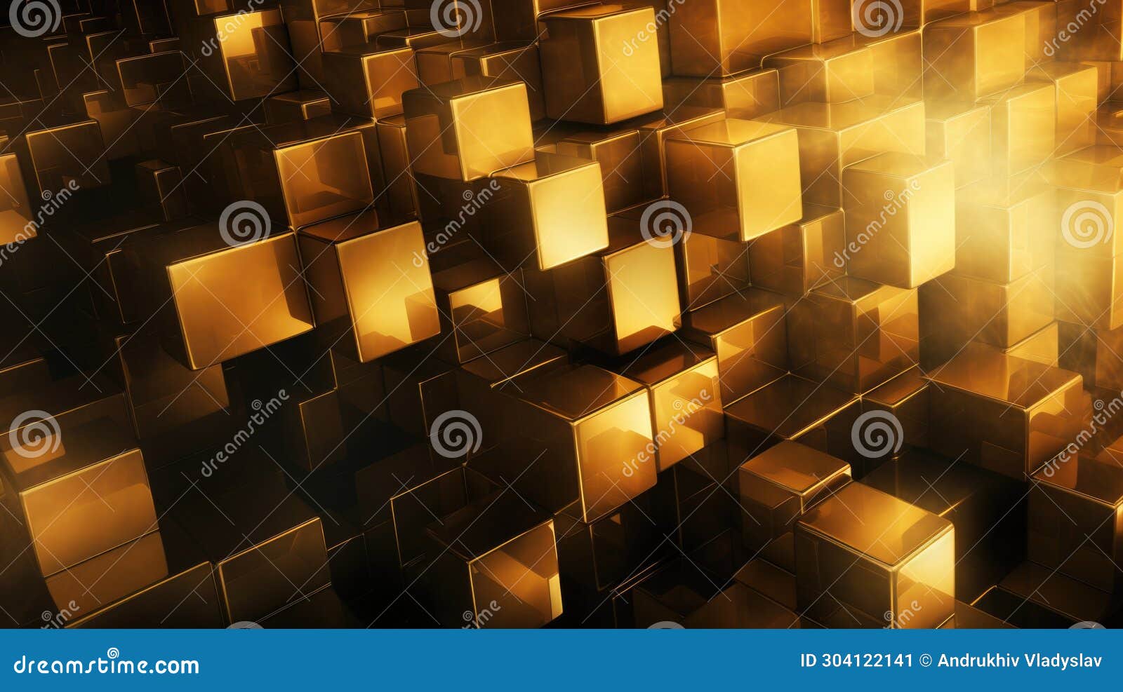 Golden Cubes Background, Abstract Illustration Stock Illustration ...