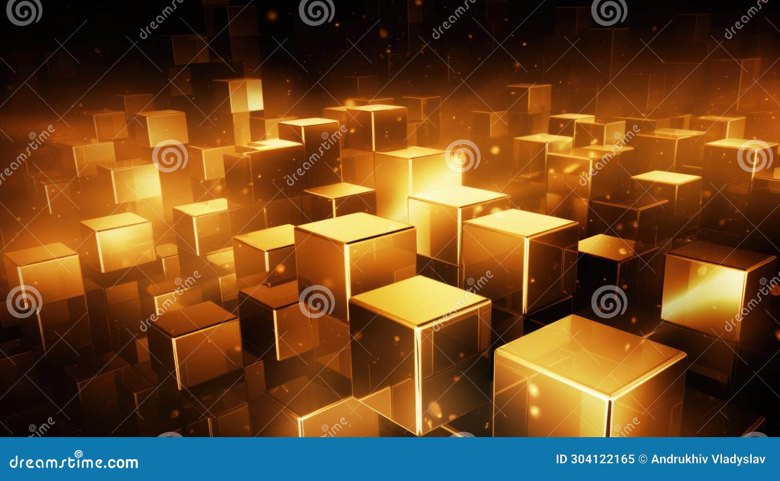 Golden Cubes Background, Abstract Illustration Stock Illustration ...