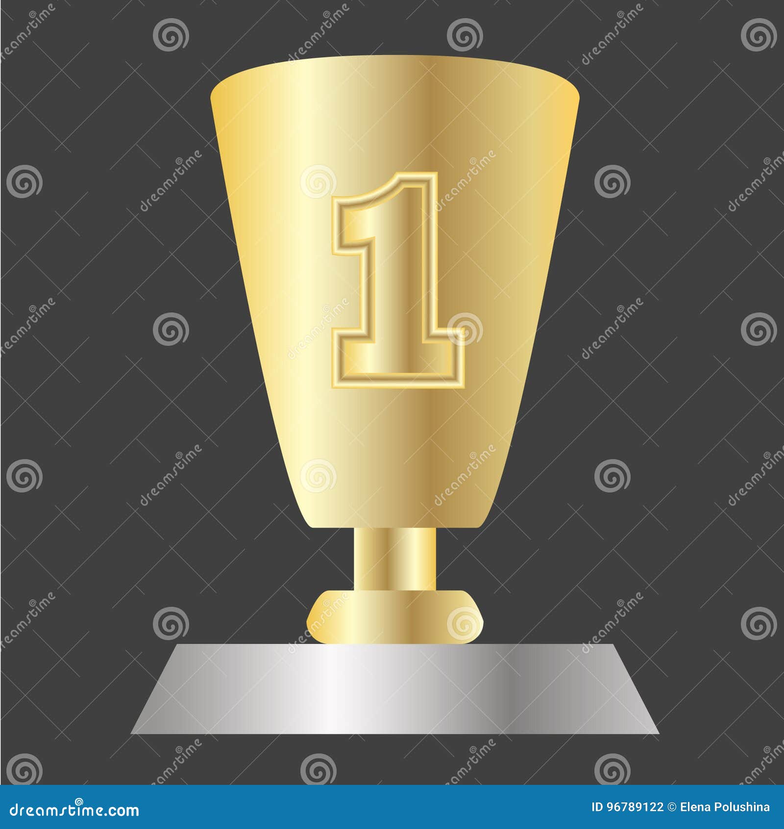 Golden Cup Icon with Number One, Flat Design, Stock Illustration ...