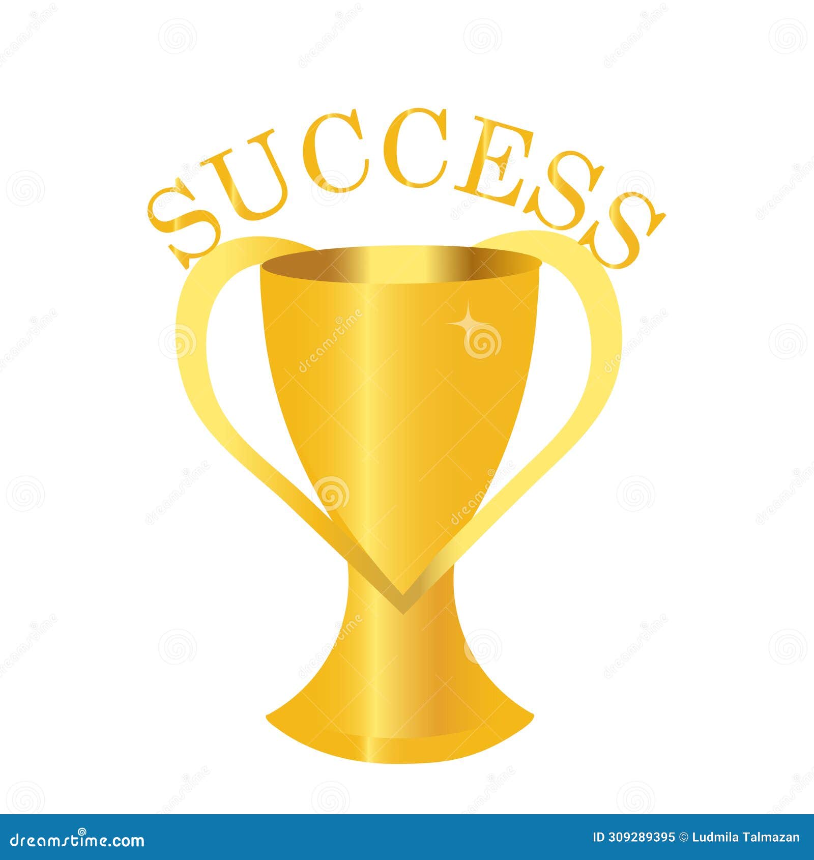 Golden Cup of Success, Vector Drawing Isolated on White Stock ...