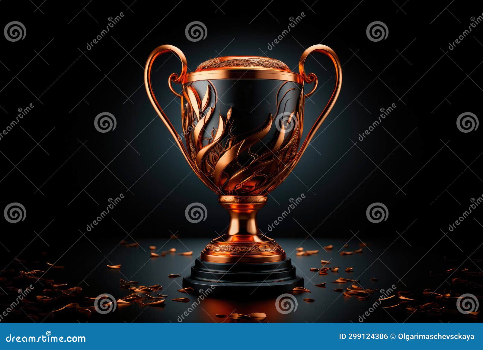 Golden Cup of the Winner on the Black Background Stock Illustration ...