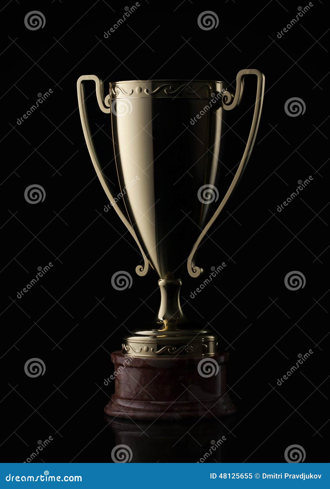 Golden Cup of the Winner on Black Background Stock Image - Image of ...
