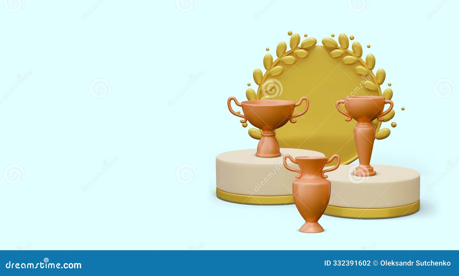 Golden Cups for Three Winners. Vector Composition in Realistic Style ...