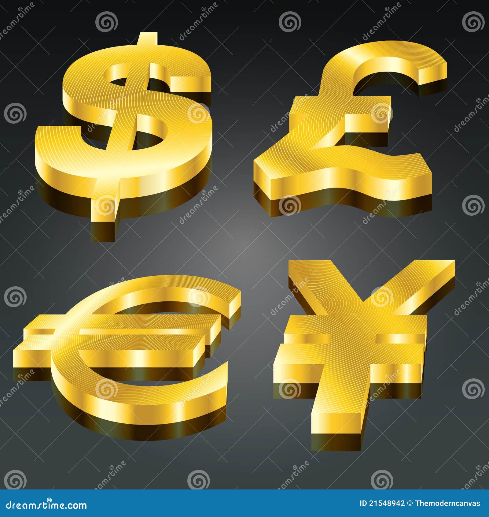 Golden Currency Set stock vector. Illustration of exchange - 21548942