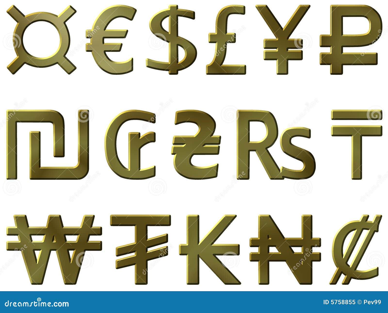 Golden currency symbols 1 stock illustration. Illustration of tugrog ...