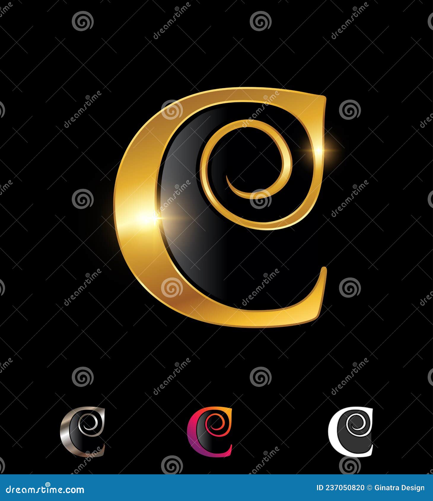 Golden Cursive Monogram Letter C Stock Vector - Illustration of antique ...