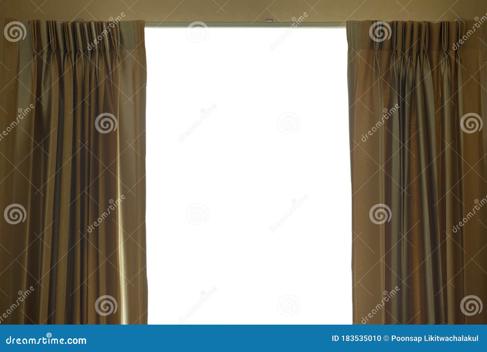 Golden Curtain Open on White Background Stock Photo - Image of golden ...