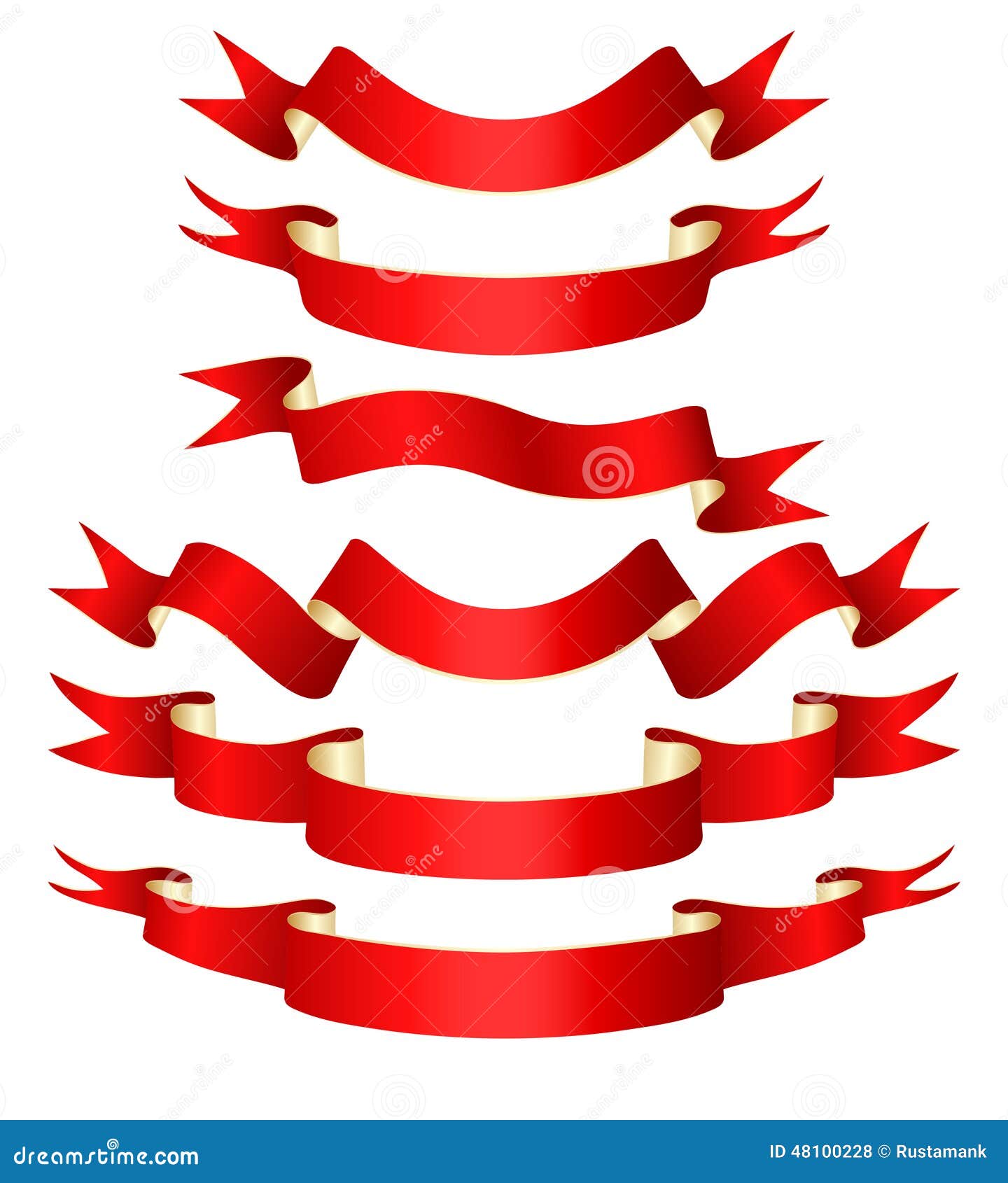 Golden curved ribbons set stock vector. Illustration of satin - 48100228