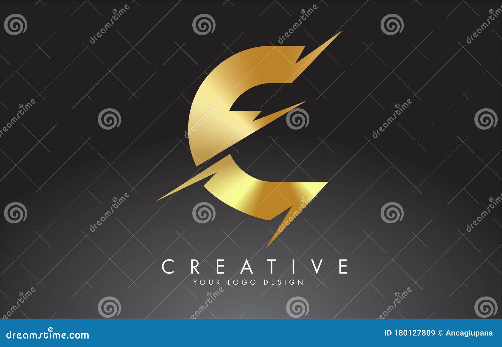 Golden E Letter Logo Design with Creative Cuts. Stock Vector ...