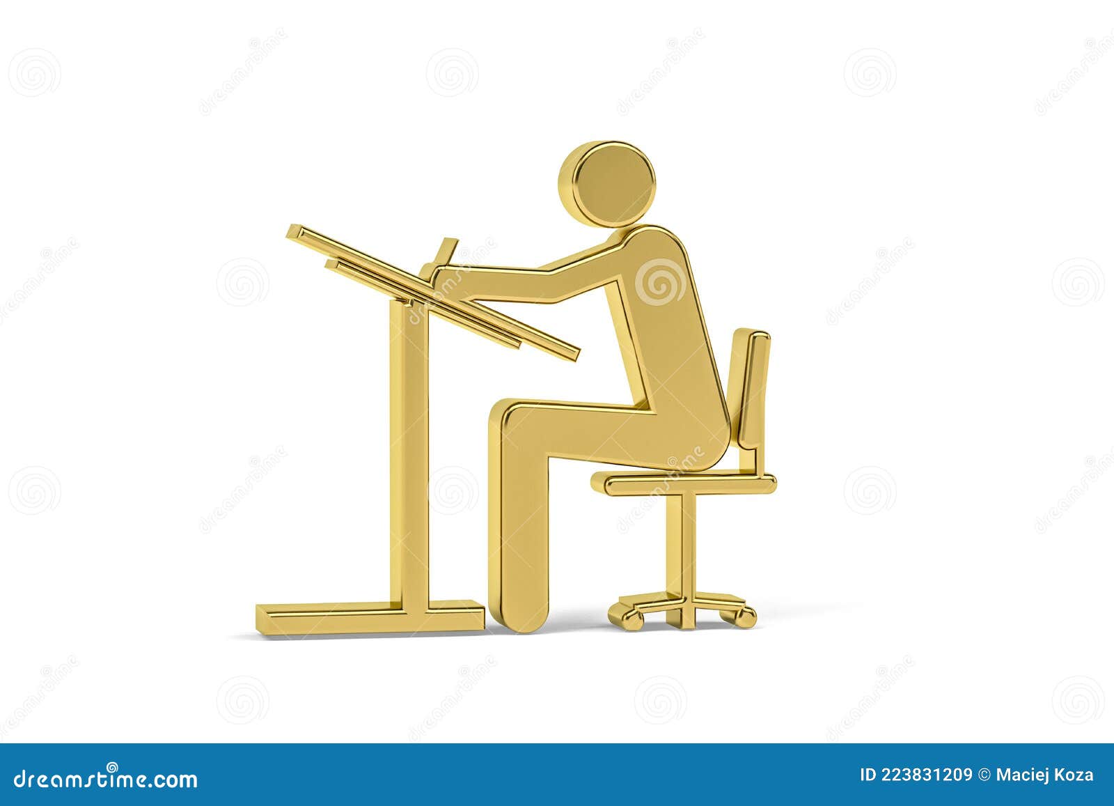 Golden 3d Architect Icon Isolated on White Background Stock ...