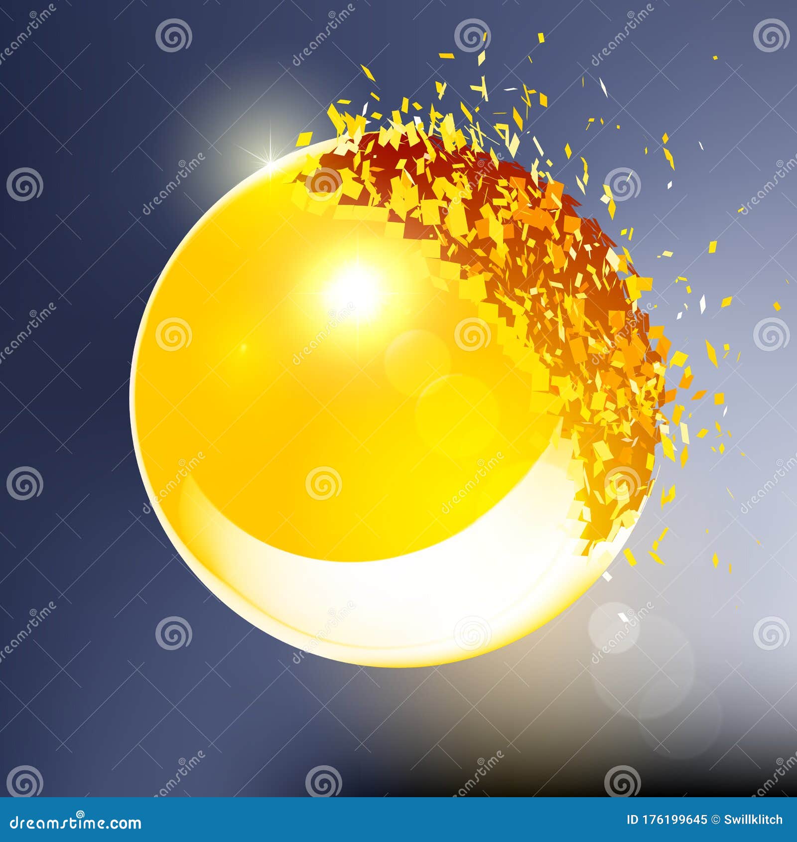Red 3D Ball Exploded Into Pieces Cartoon Vector | CartoonDealer.com ...