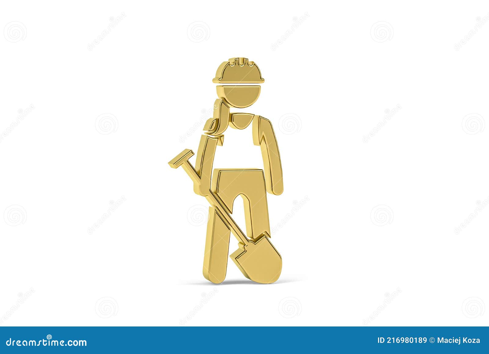 Golden 3d Builder Icon Isolated on White Background Stock Illustration ...