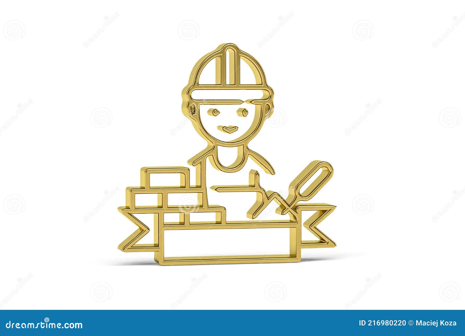 Golden 3d Builder Icon Isolated on White Background Stock Illustration ...