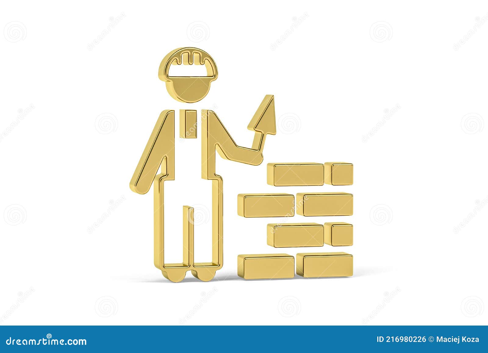 Golden 3d Builder Icon Isolated on White Background Stock Illustration ...