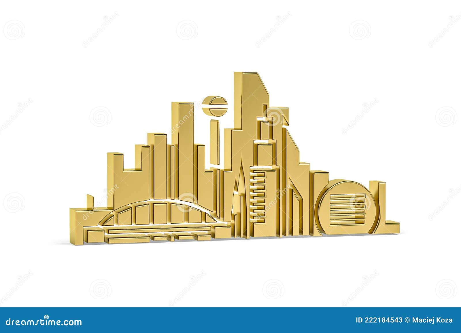 Golden 3d City Icon Isolated on White Background Stock Illustration ...
