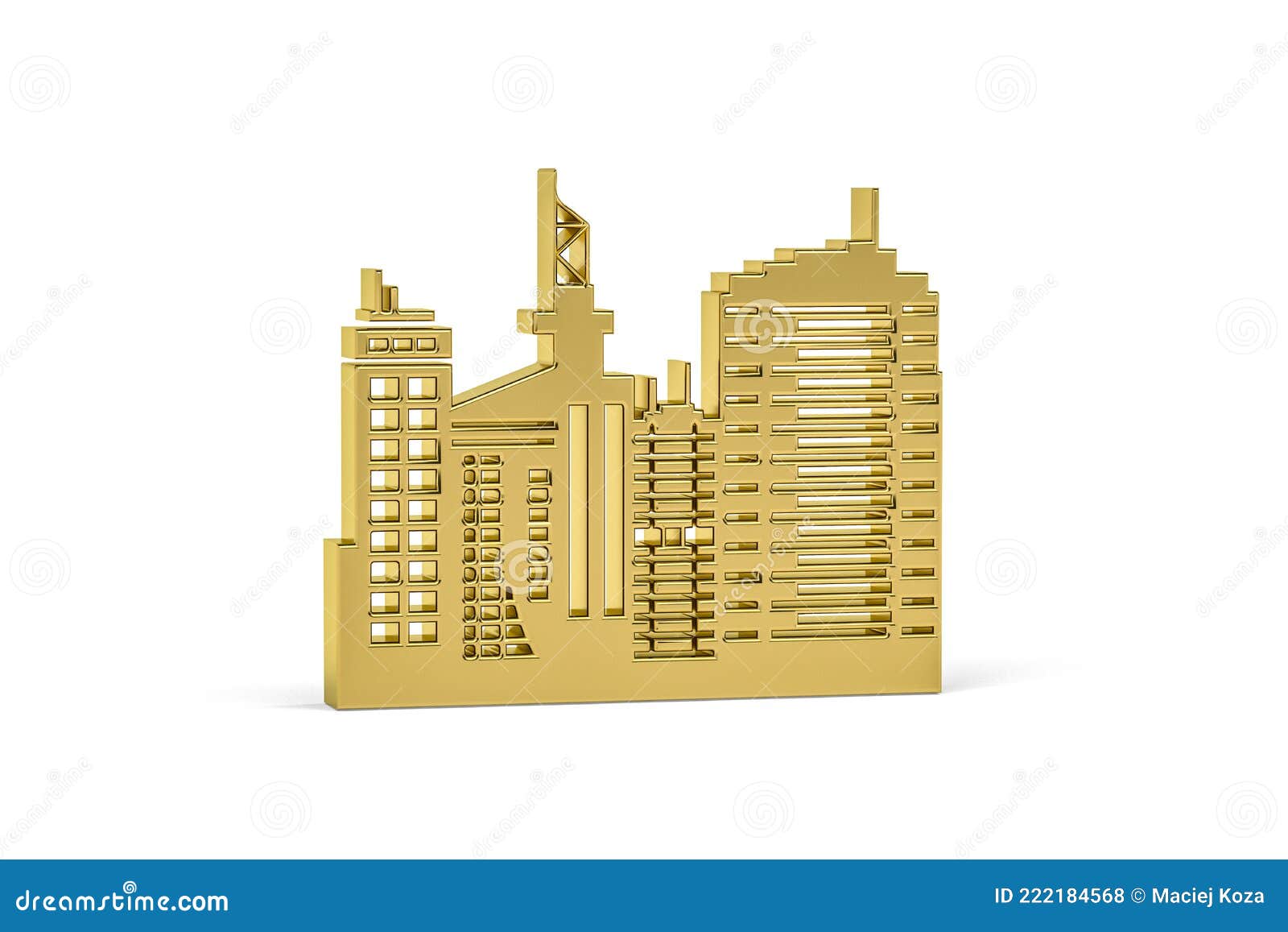 Golden 3d City Icon Isolated on White Background Stock Illustration ...