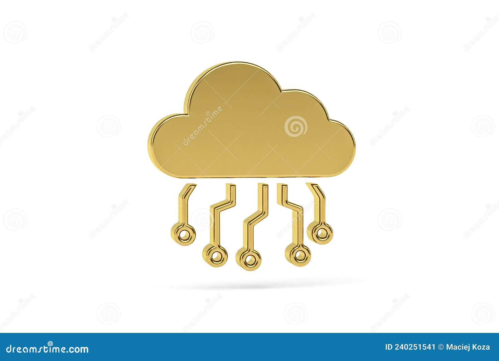 Golden 3d Cloud Infrastructure Icon Isolated on White Background Stock ...