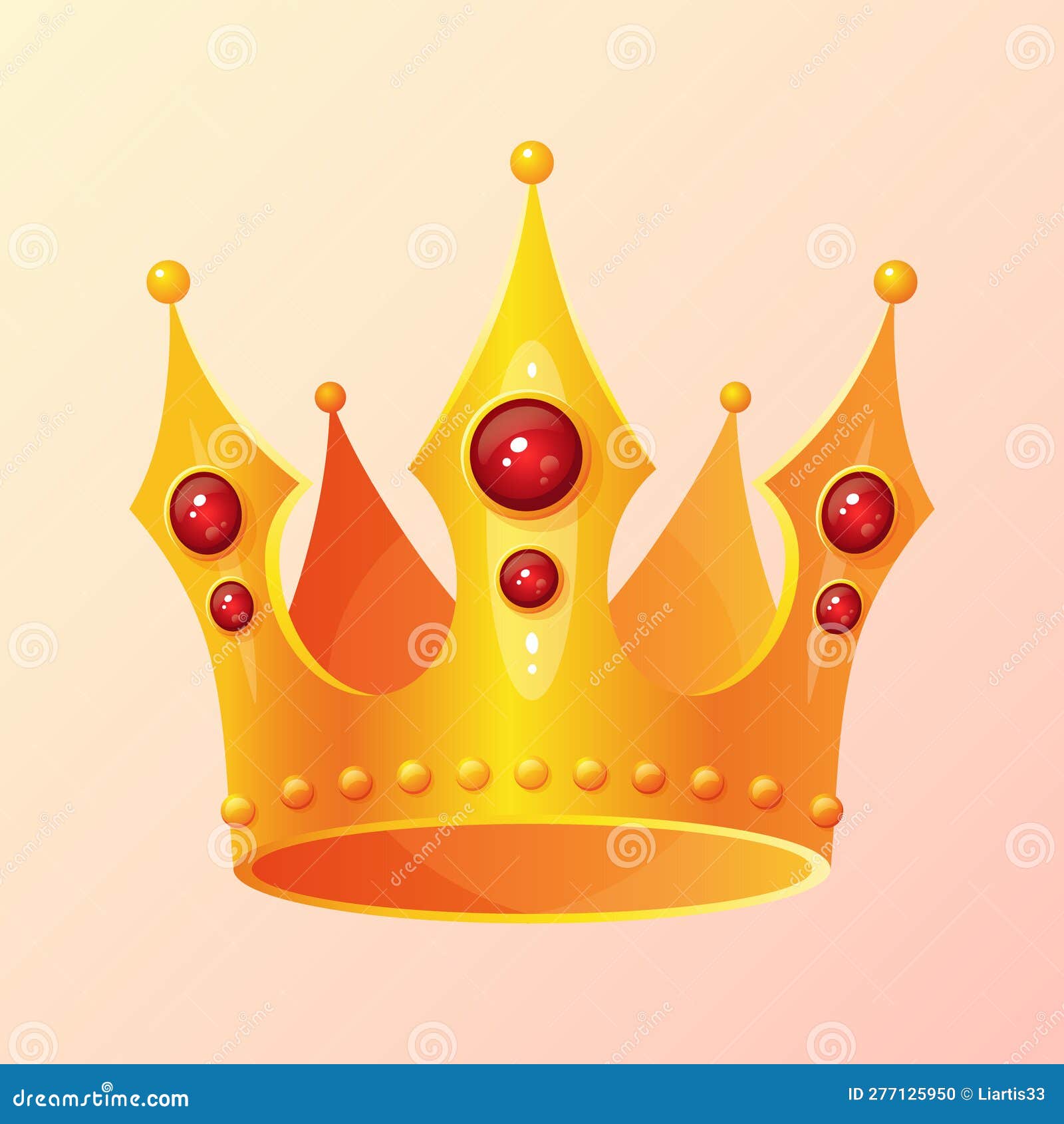Golden 3d Crown with Red Ruby Diamonds. Stock Vector - Illustration of ...