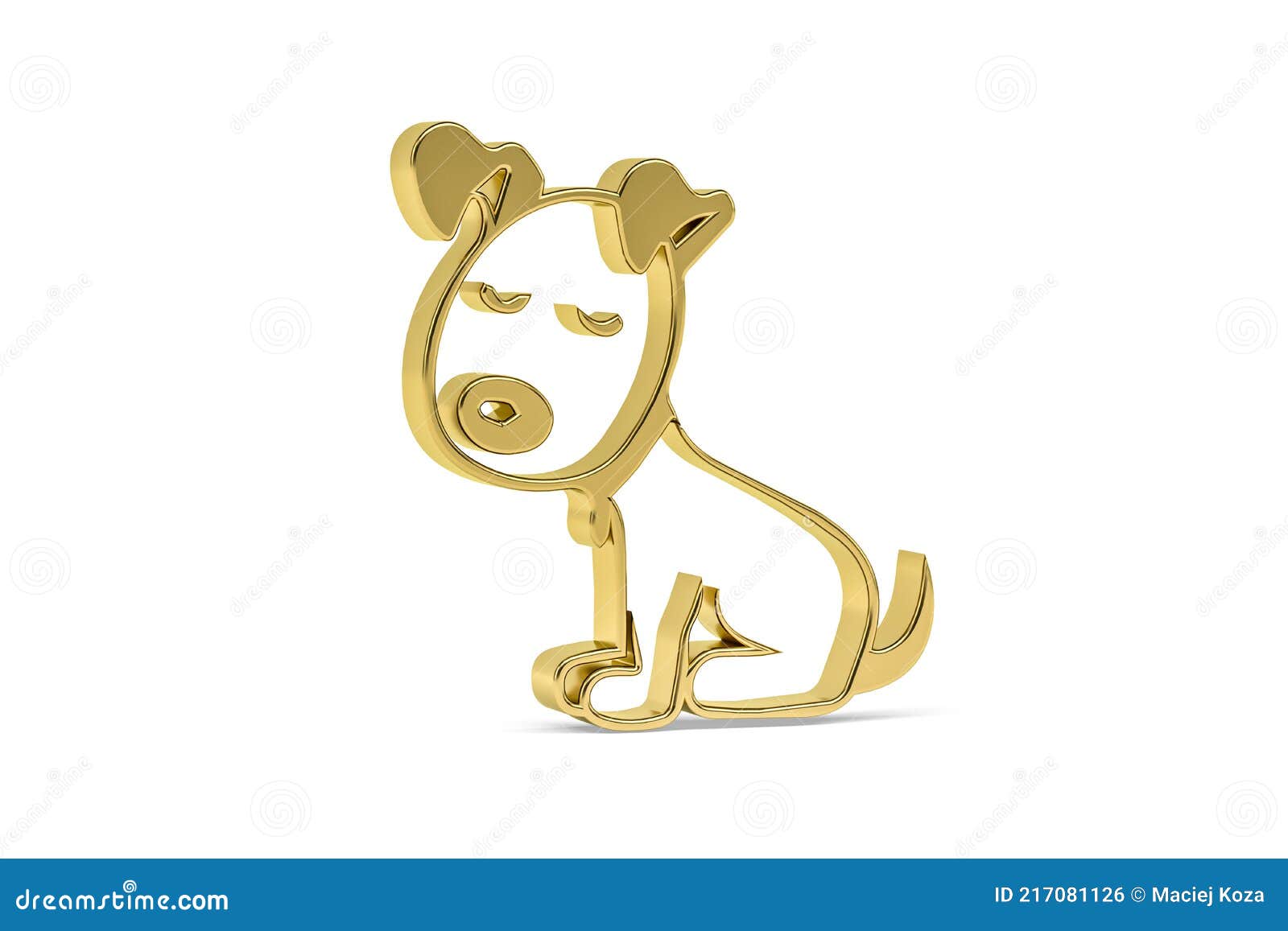Golden 3d Dog Icon Isolated on White Background Stock Illustration ...