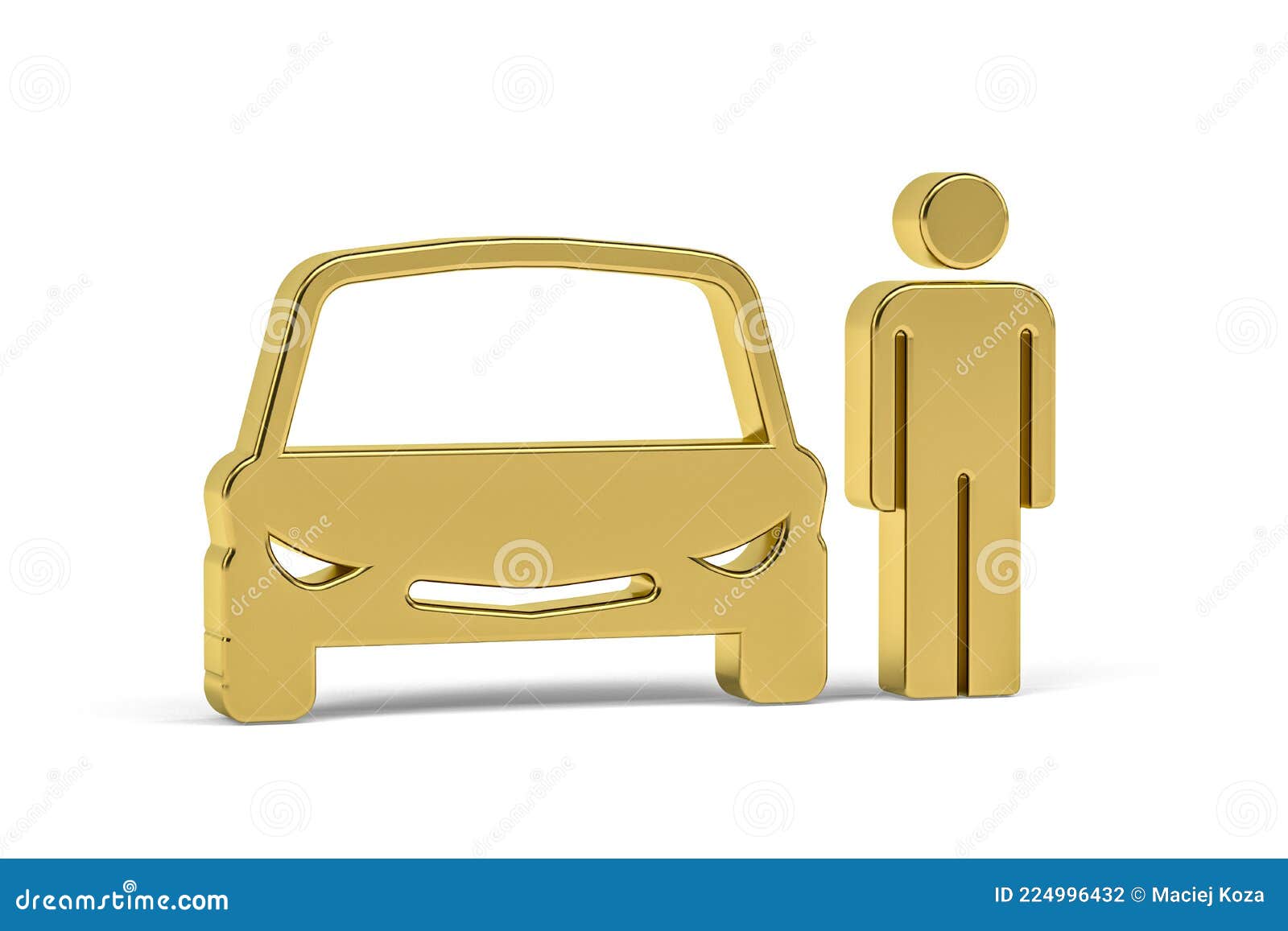 Golden 3d Driver Icon Isolated on White Background Stock Illustration ...