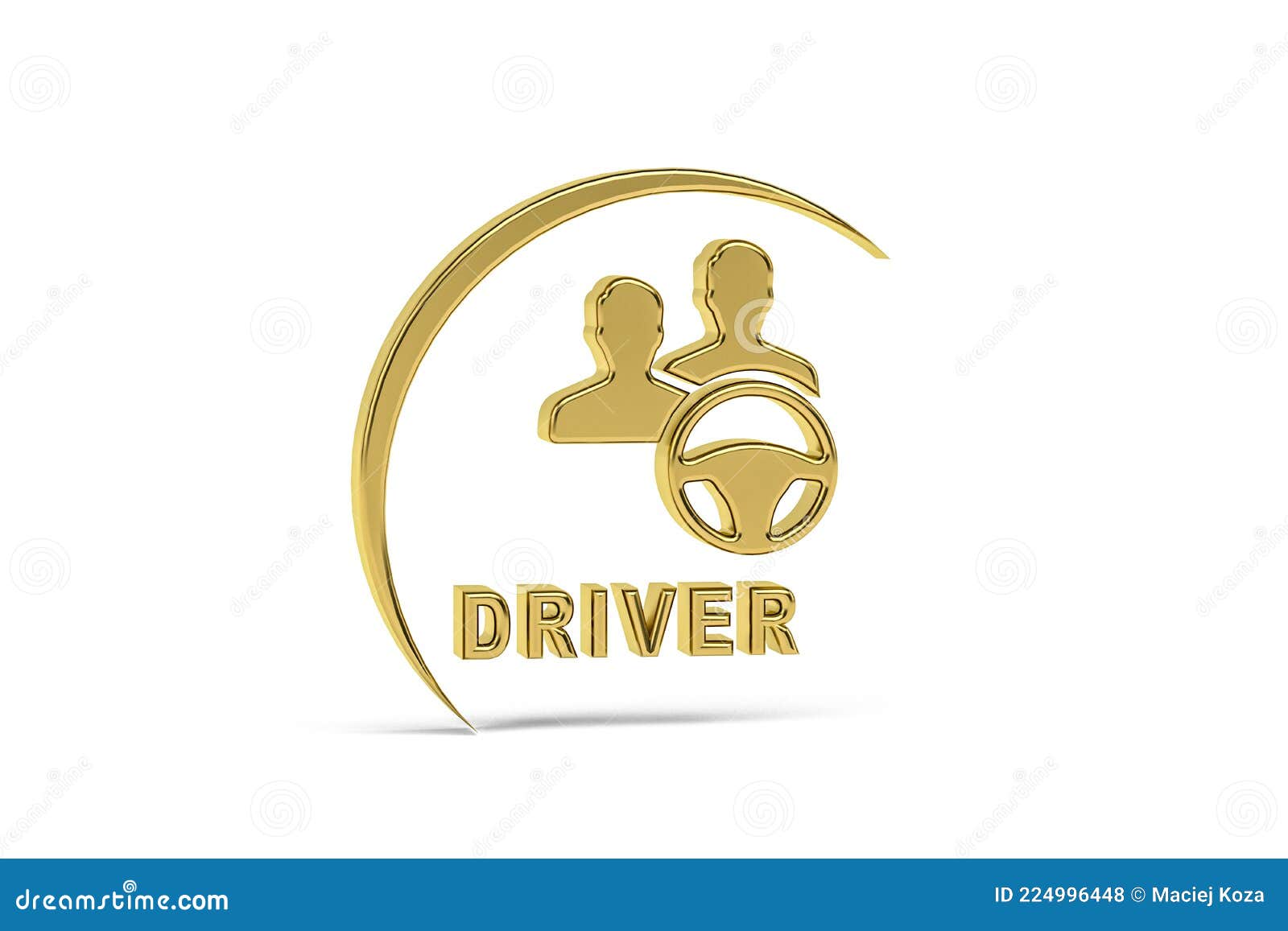 Golden 3d Driver Icon Isolated on White Background Stock Illustration ...