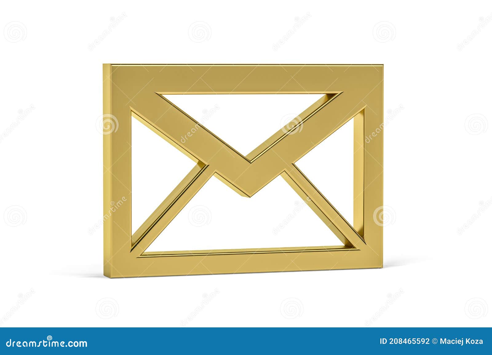 Golden 3d Email Icon Isolated on White Background Stock Illustration ...