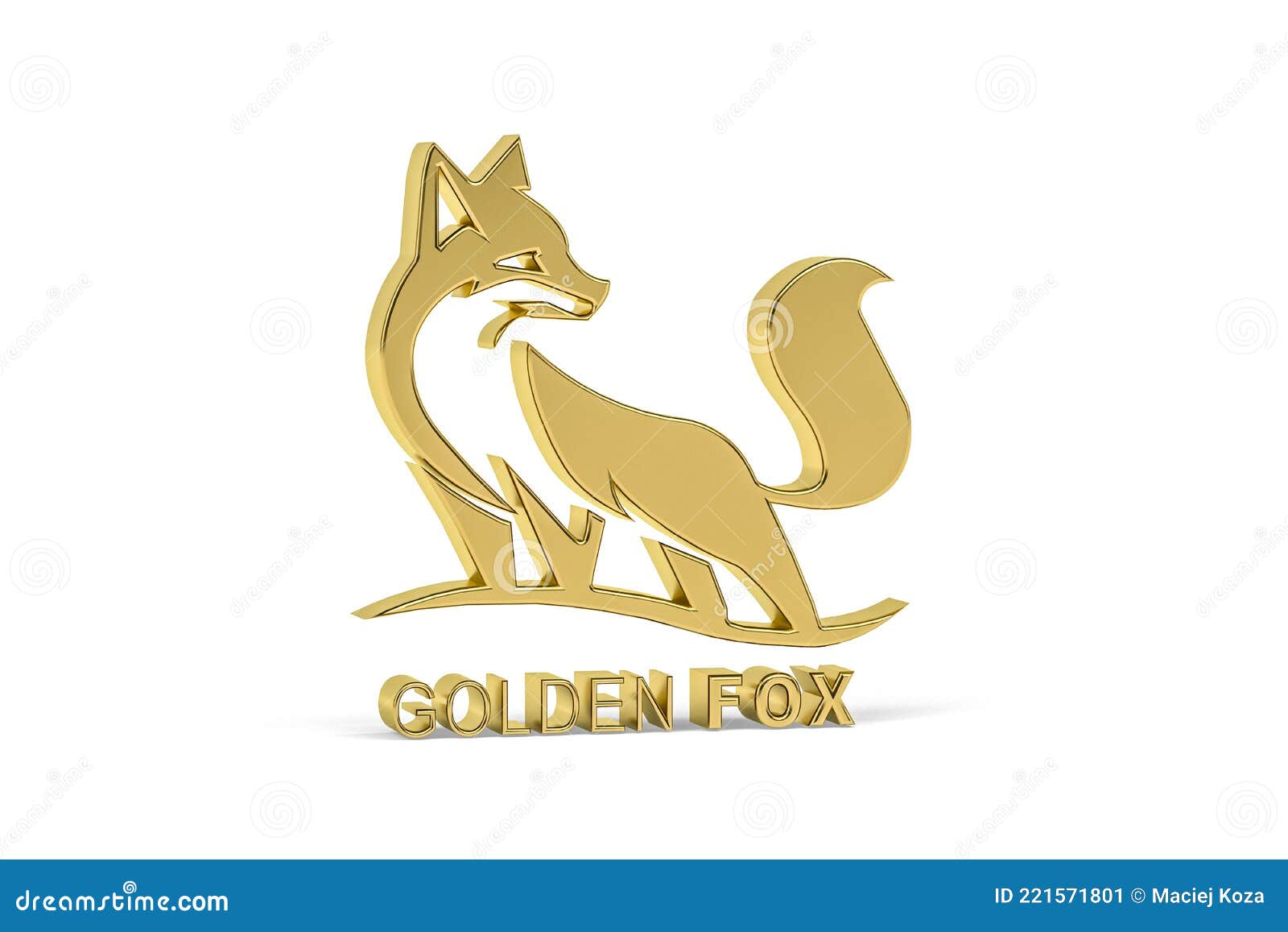 Golden 3d Fox Icon Isolated on White Background Stock Illustration ...