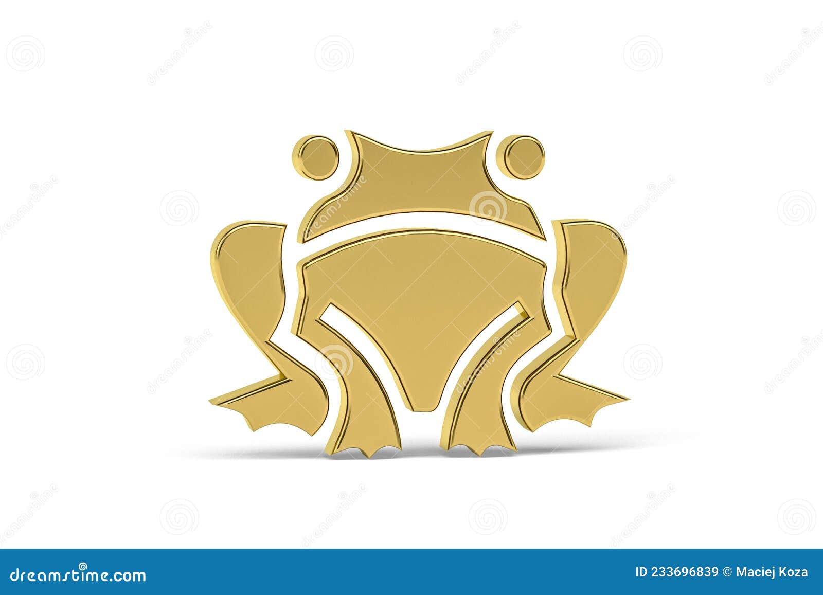 Golden 3d Frog Icon Isolated on White Background Stock Illustration ...