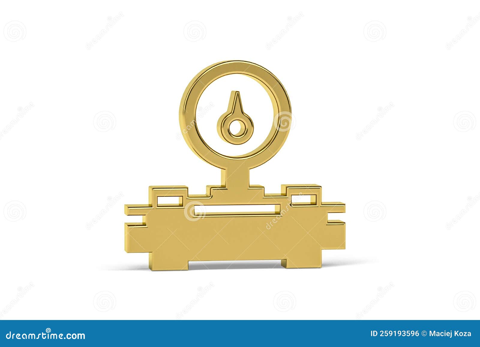 Golden 3d Gas Meter Icon Isolated on White Background Stock ...