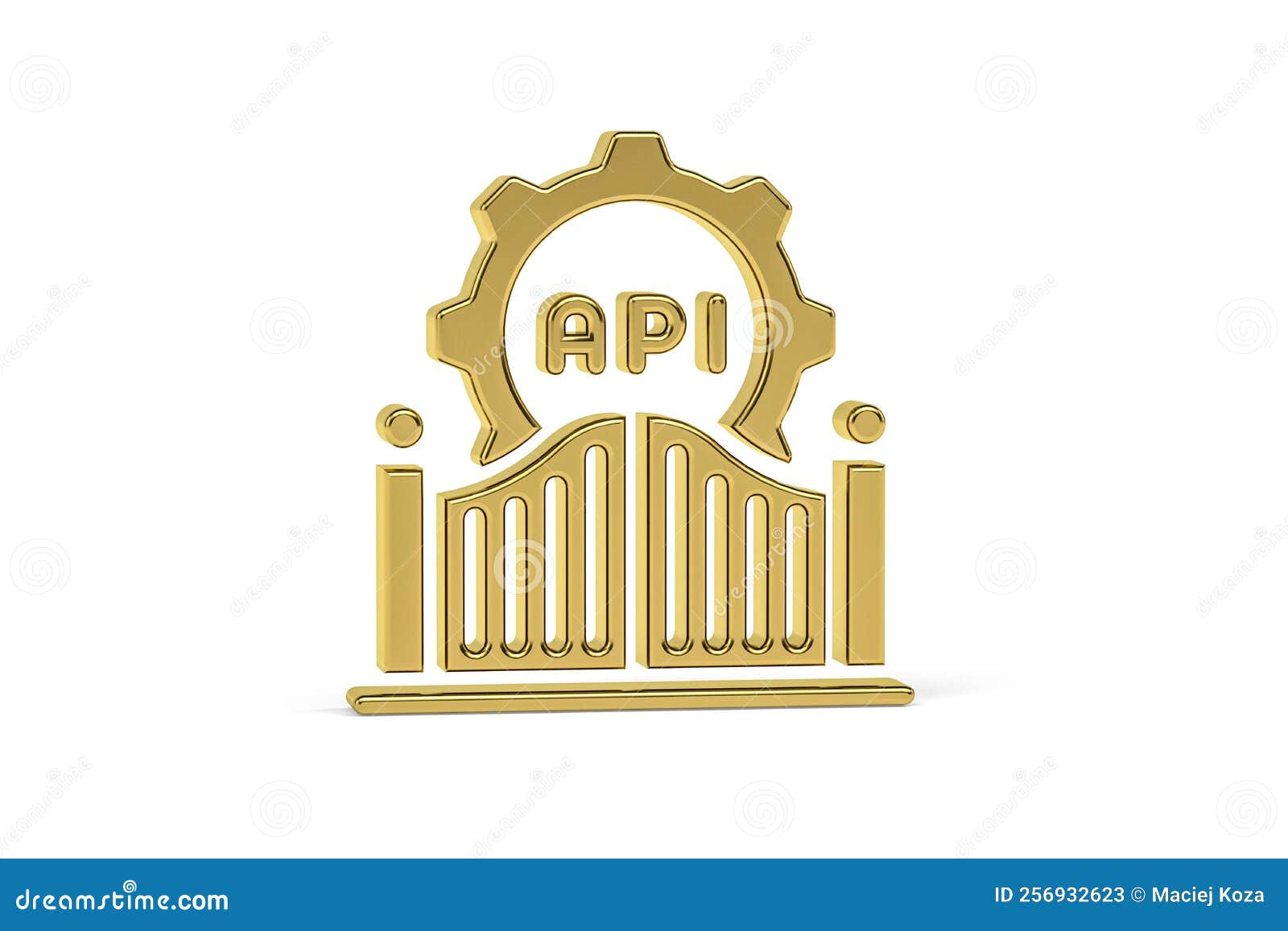 Golden 3d Gateway Icon Isolated on White Background Stock Illustration ...