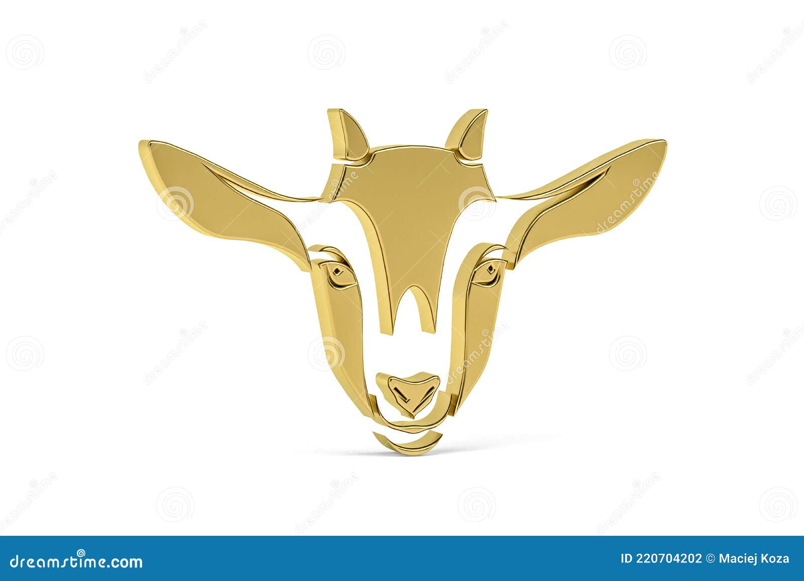 Golden 3d Goat Icon Isolated on White Background Stock Illustration ...