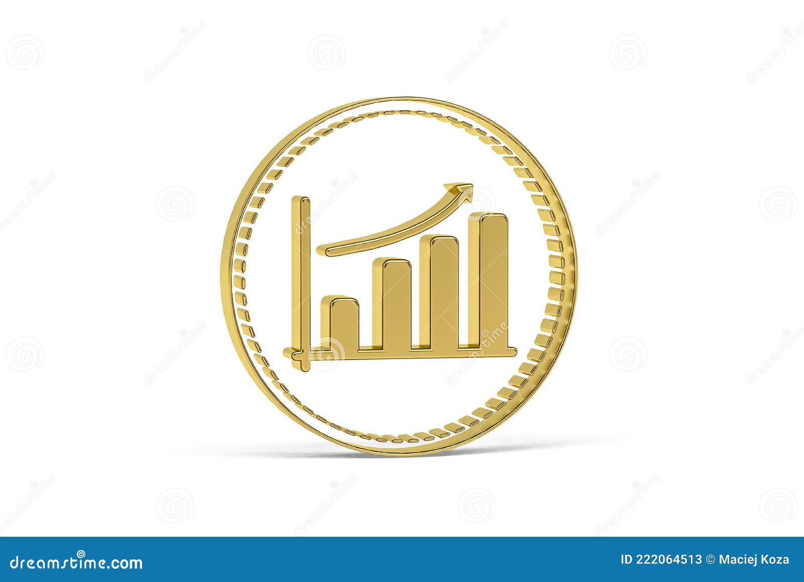 Golden 3d Graph Icon Isolated on White Background Stock Illustration ...