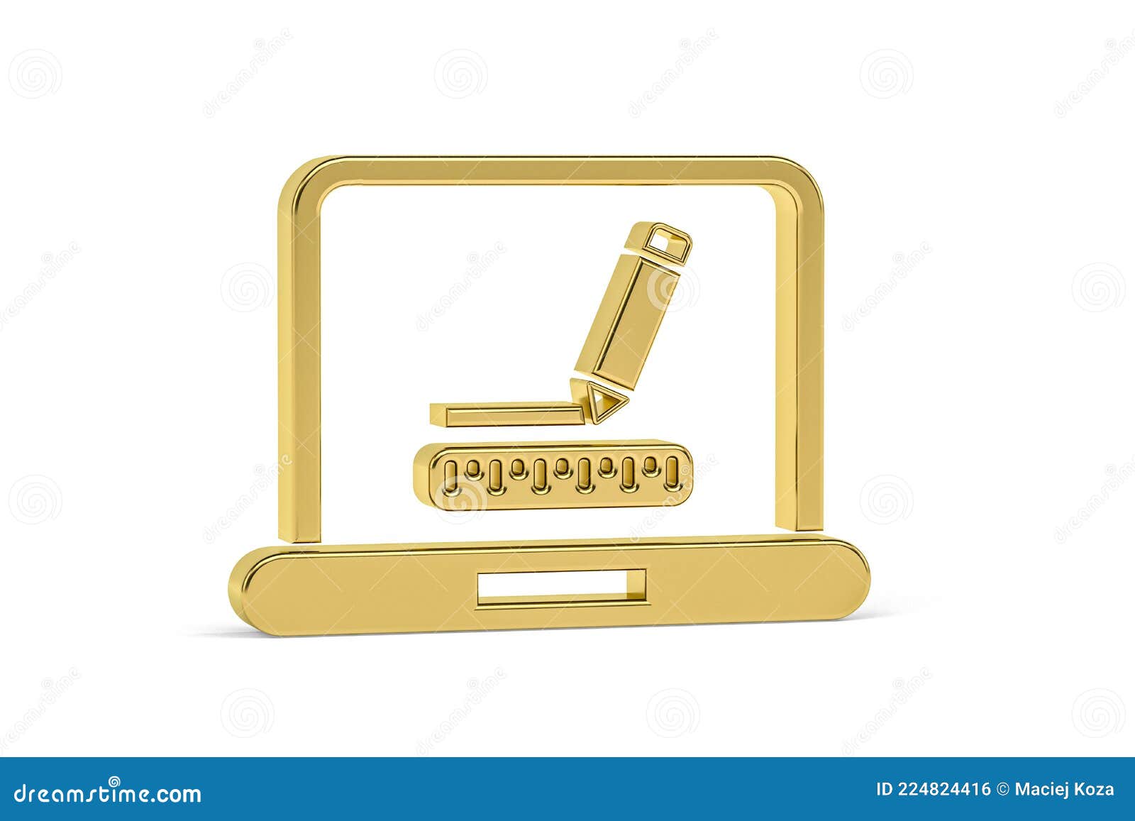 Golden 3d Graphic Designer Icon Isolated on White Background Stock ...