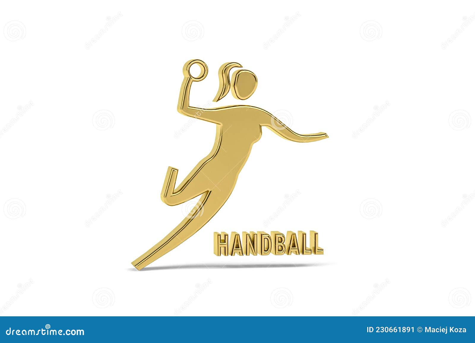 Golden 3d Handball Icon Isolated on White Background Stock Illustration ...