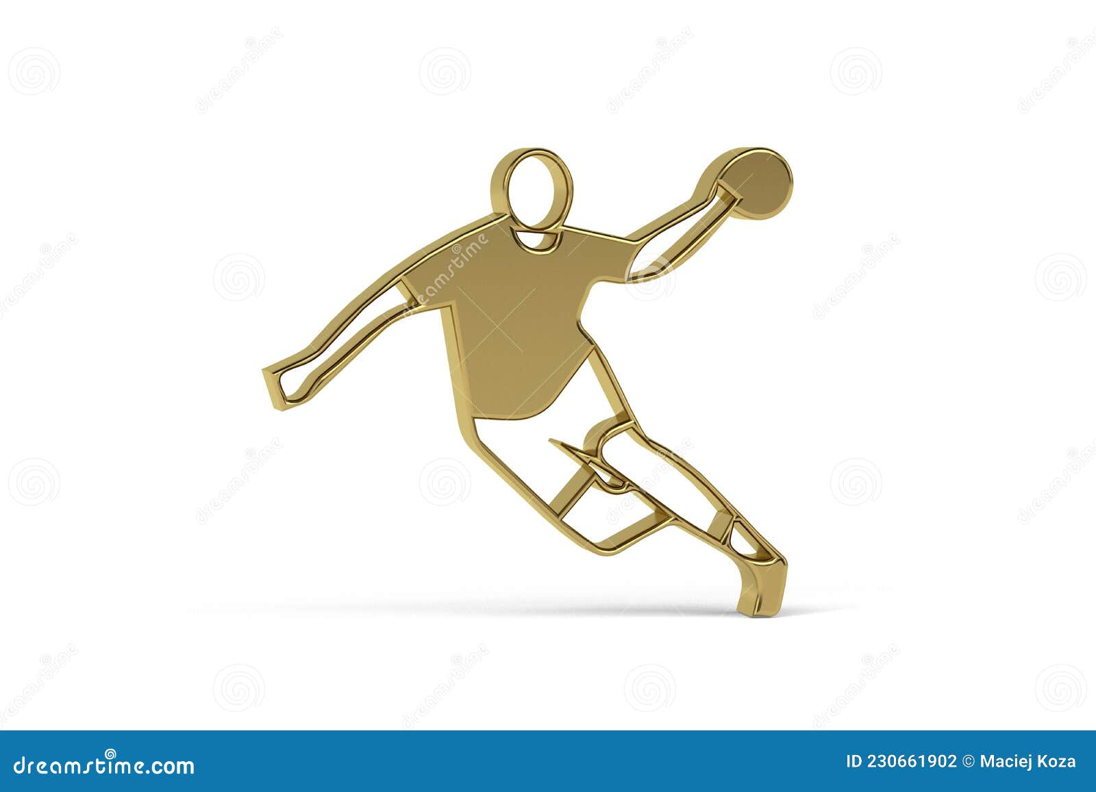 Golden 3d Handball Icon Isolated on White Background Stock Illustration ...